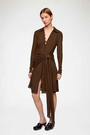Ganni Robe courte en maille chin&eacute;e - Taille 38 Marron - Pour Femme