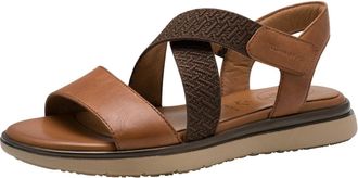 Tamaris Comfort Damen Sandalen flach aus Leder mit Klettverschluss, Braun (Nut), 37 EU