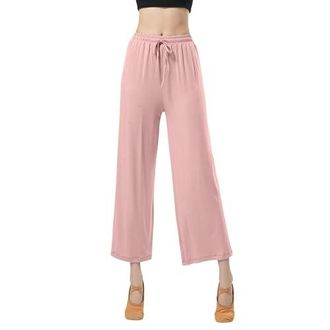 Generic Pantalon de yoga confortable pour femme avec poches, jambes larges, pantalon de pyjama d&eacute;contract&eacute;, rose, XXL