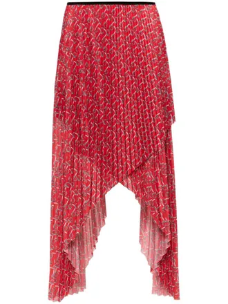 Burberry jupe mi-longue &agrave; design pliss&eacute; - Rouge
