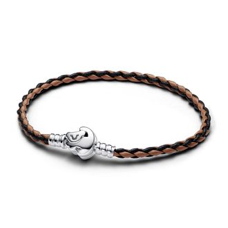 Pandora Moments Disney Der K&ouml;nig der L&ouml;wen Verschluss Geflochtenes Lederarmband, Kompatibel Moments, Gr&ouml;&szlig;e: 19 cm, 593361C01-S2