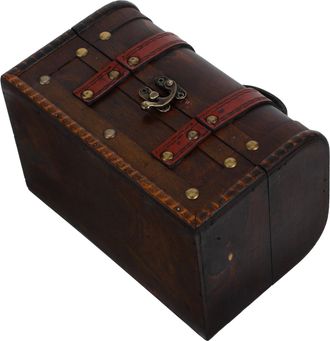 SOLUSTRE Holz Schatztruhe Mit Schloss Aufbewahrungsbox Im Vintage-Stil Dekorative Kiste Für Andenken Und Kleinigkeiten Handliche Robuste Konstruktion