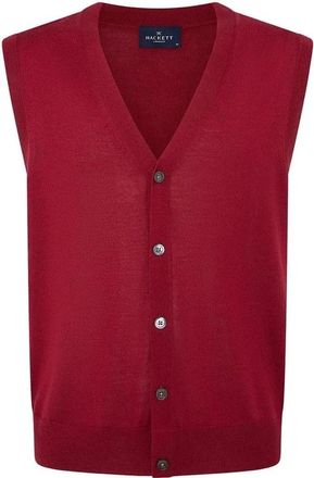 Hackett Cardigan en laine m&eacute;rinos - Homme - Pulls - Rouge - Taille: XL