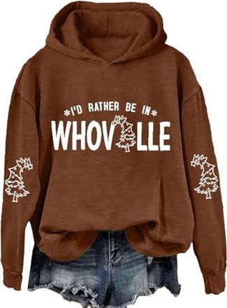 Generic Sweat &agrave; capuche imprim&eacute; pour femme - Manches longues - Pull surdimensionn&eacute; - Vintage - Harajuku Streetwear - Veste &agrave; capuche 2026 - Automne - Hiver - 