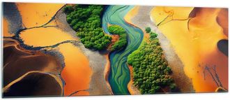 Arttor Panorama Bilder auf Glas Landschaft Natur Fluss Glasbild 140x50cm Wandbilder Dekoration Wohnzimmer Schlafzimmer K&uuml;che Gro&szlig; XXL Wanddeko Bild im Glas W