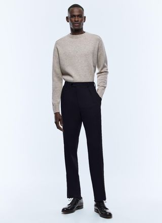 Fursac Pantalon droit en flanelle de laine - Taille 36 - Homme