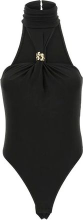 Elisabetta Franchi Femme, Tops, Noir, Taille: 34 FR Body en jersey cr&ecirc;pe avec d&eacute;tail bijou