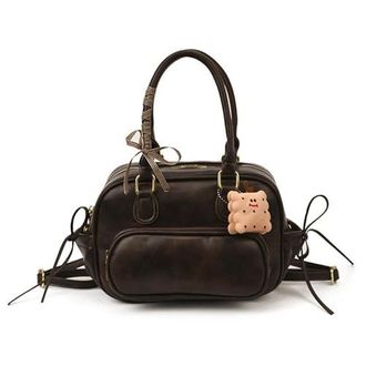 Generic Sac &agrave; main en polyur&eacute;thane pour femme - Automne et hiver - Avec pendentif - Plusieurs poches - Pour voyage, shopping, usage quotidien, caf&eacute;, 9.84x6.89