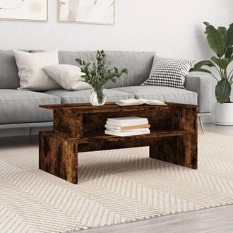 vidaXL Table basse ch&ecirc;ne fum&eacute; 90x55x42,5 cm bois ding&eacute;nierie Vidaxl