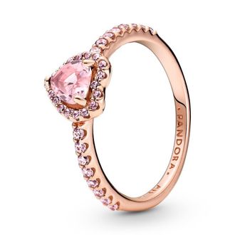 Pandora ROSE Timeless Ring funkelndes Herz 14k ros&eacute;vergoldet, rosa Kristall, Zirkonia 188421C04 60