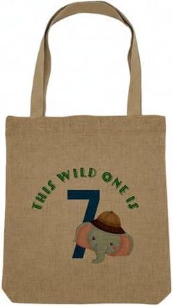 Fabulous Sac Shopping Tote Bag Aspect Lin - This Wild One is 7 Celebration Birthday Party Gift Safari Animals - Sac de Courses Toile Epaisse 360g Beige Naturel