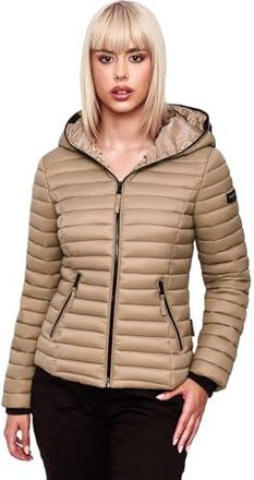 Navahoo Veste matelassée de transition pour femme avec capuche B348, Taupe/gris., S