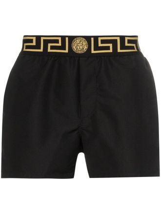 Versace short de bain à détail Greca - Noir