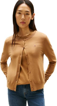 Tommy Hilfiger Damen Cardigan Jersey Stitch Elegant, Braun (Hickory), XXS