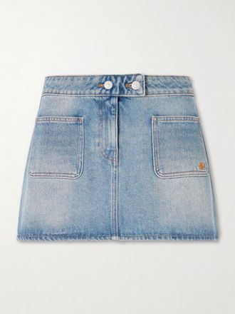 Courr&egrave;ges Mini-jupe En Jean &Agrave; Broderie - Bleu