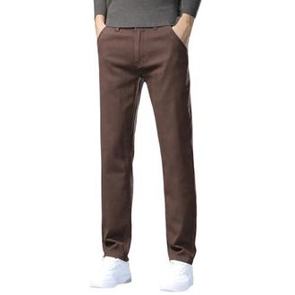 Generic Jean classique &agrave; jambe droite pour homme - Coupe ajust&eacute;e - Avec poches - L&eacute;ger - Basique - Style d&eacute;contract&eacute; - Confortable et r&eacute;sistant, caf&eacute;, 4XL
