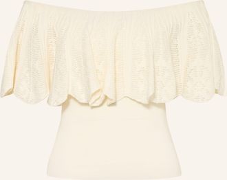 BA&SH Ba&Sh Off-Shoulder-Stricktop Salda Mit Volants weiss