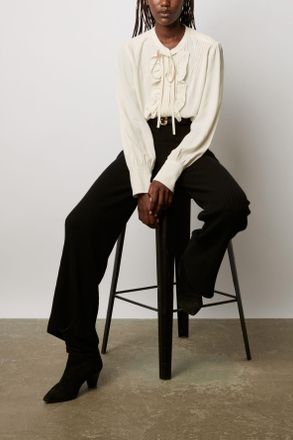 Gerard Darel Pantalon large en maille c&ocirc;tel&eacute;e - EMALIA - Noir