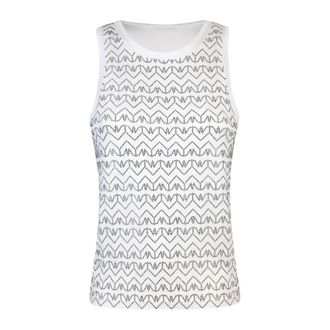 Patrizia Pepe Monogram Strass Top - - Tops - Damen - Wei&szlig; - S