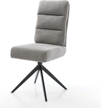 DELIFE Drehstuhl Pela-Flex Strukturstoff Soft Grau Kreuzgestell breit Schwarz 360&deg; drehbar Wippfunktion Taschenfederkern, Esszimmerst&uuml;hle