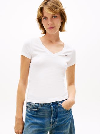Tommy Jeans T-Shirt TOMMY JEANS TJW 2PACK V-NECK TEE, Damen, Gr. XL (42), ecru, light pink, Jersey, Obermaterial: 100% Baumwolle, unifarben, regular fit h&uuml;ftlang,