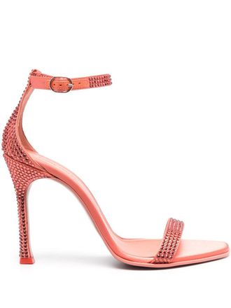 Amina Muaddi sandales Kim 115 mm à ornements en cristal - Orange