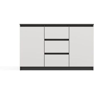 Topeshop Cazar - Kommode mit 2 Türen + 3 Schubladen - Maße: 75 x 120 x 40 - Sideboard - Anthrazit und Weiß