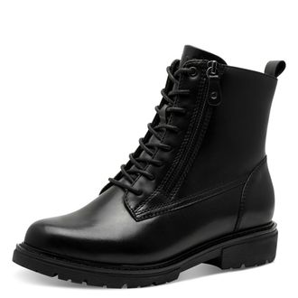 Jana Leder Damen Stiefeletten zum Schn&uuml;ren mit Rei&szlig;verschluss, Schwarz (Black), 36 EU