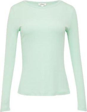 s.Oliver T-Shirt d&eacute;contract&eacute; &agrave; Manches Longues en Coton Coupe ajust&eacute;e, Menthe, 42