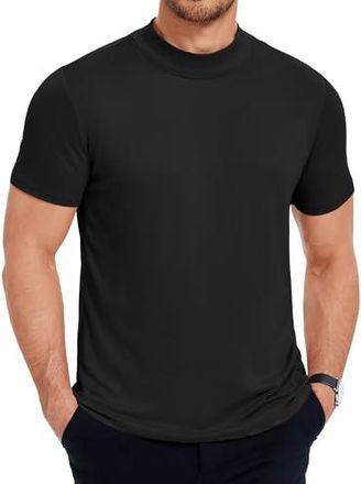 Coofandy T-Shirt Homme Manches Courtes avec Demi-Col T-Shirts d&Eacute;t&eacute; Travail D&eacute;contract&eacute; Slim Fit D&eacute;bardeur Col Rond Haut Basique Uni 95% Polyester 5% &Eacute;lasthanne