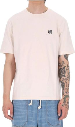 Maison Kitsun&eacute; Homme, Tops, Rose, Taille: XL T-shirt en coton coupe regular avec renard gris