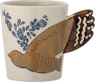 Bloomingville Hezha Tasse mit Griff in der Farbe Natur aus Steingut, 9x8cm, 260ml, 82058211
