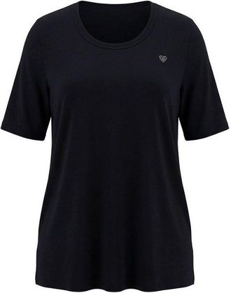 Ulla Popken T-Shirt T-Shirt Herz A-Linie Rundhals Halbarm Pima Cotton