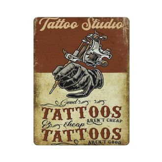 Hdadwy Metall-Blechschild, Tattoo-Studio, Vintage-Blechschild, Wanddekoration, Landhaus, Küche, Zuhause, Garage, Dekoration, 40,6 x 30,5 cm