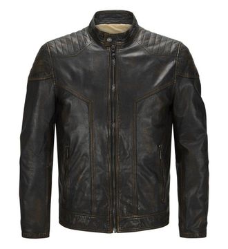 Milestone Lederjacke MSArlington Handgewachstes Lammleder Vintage-Optik Markanter Biker-Style