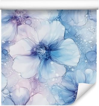 OEM Carta Da Parati Ink Nei Colori Azzurro, Blu, Grigio Chiaro E Bianco, 50x1000 Cm