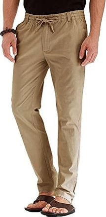 ORANDESIGNE Pantalon Homme Pantalons Décontracté Pantalon de Loisir avec Poches Cordon de Serrage Léger Confortable Respirant Casual Taille Élastique A Café M