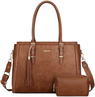 Mosiso Sac à Main Tote Femme 15,6 Pouces Cuir PU Vintage, Logement Ordinateur Compatible avec MacBook Pro 16, Grande Capacité pour Travail daffaires & Sac à 