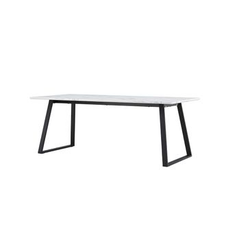 ebuy24 Malaga Esstisch Marmor dekor 90x200cm (Wei&szlig;,schwarz.) - B200xH75xT90 - MDF - Farbe Wei&szlig; Marmor-Deko - modern Design - f&uuml;r Esszimmer