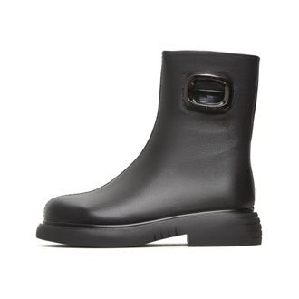 Cesare Gaspari Schwarze Leder Schnalle Kn&ouml;chelstiefel Doutzen - Schwarz - - Shoes - Damen - Schwarzk - 38 EU