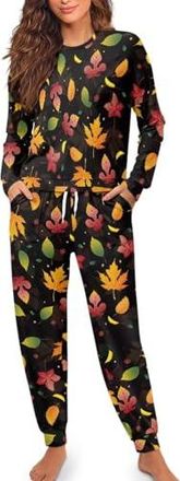 Generic Pijama Femme 2 Pièce Pyjama Femme Hiver Chaud Pyjama Pilou Pilou Avec Haut À Manches Longues Et Bas De Pyjama 2 Pièces Automne Hiver Pour Femme Lounge