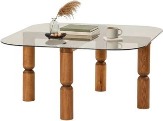 Dmora Couchtisch Psamathe 80x80x40 cm Braun Rauchoptik