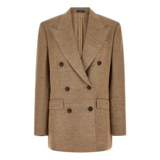 Dolce & Gabbana Femme, Vestes, Brun, Taille: 38 FR Blazer Double-breasted