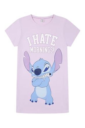 Disney Stitch I Hate Mornings Chemise de nuit en coton pour femme, rose, 48-50