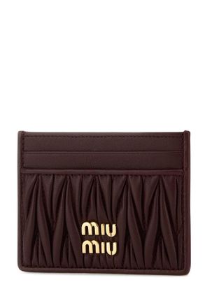 Miu Miu Womens Burgundy Leather Card Holder Bordeaux Agnello Portafogli Wallet