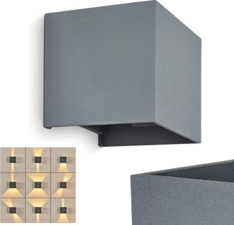 HOFSTEIN Wandleuchte Badajoz, moderne Wandlampe aus Metall in Grau, eckige Leuchte mit verschiedenen Lichteffekten, Up & Down Leuchte, 1-flammig, 1 x G9, ohne 