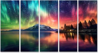 Islandburner Bild auf Leinwand Atemberaubende Aurora Borealis Anzeige Nachthimmel Buntes Nordlicht A Bilder Wandbilder Poster JBYN-5P