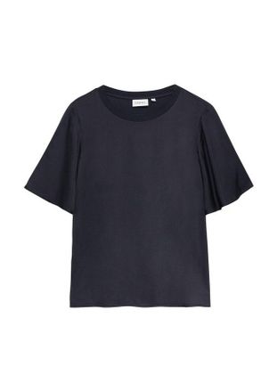 Comma Kurzarmshirt T-Shirt Blusenshirt im Fabricmix mit Volant&auml;rmeln