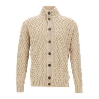 FILIPPO DE LAURENTIIS Homme, Pulls, Beige, Taille: XL Cardigan Boutonn&eacute; en Maille C&acirc;bl&eacute;e