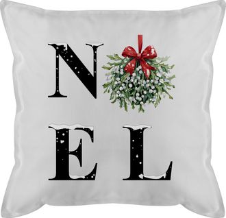 Shirtracer Kissen 50x50 - Weihnachtskissen Christmas - Motiv Schriftzug Noel mit Mistelkranz I Weihnachtsmotiv Geschenke Wintermotiv I Weihnachten Geschenk Weihn
